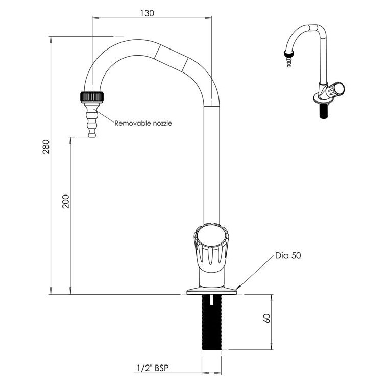 Standard Laboratory Tap For Hot Or Cold Water Supply